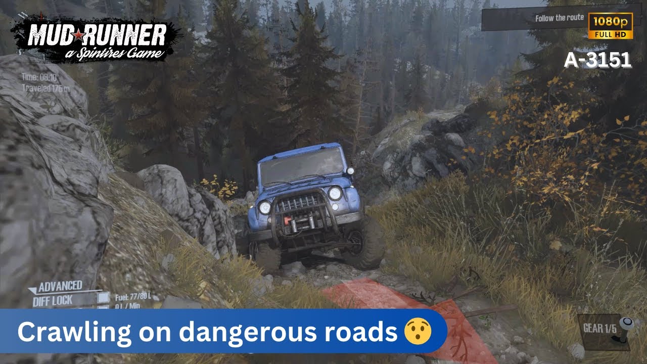 MudRunner | Crawling on dangerous roads | A-3151 - YouTube