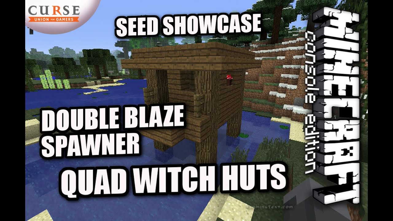 Minecraft PS4 - QUAD WITCH HUTS + DOUBLE BLAZE SPAWNER [ Seed Showcase ...