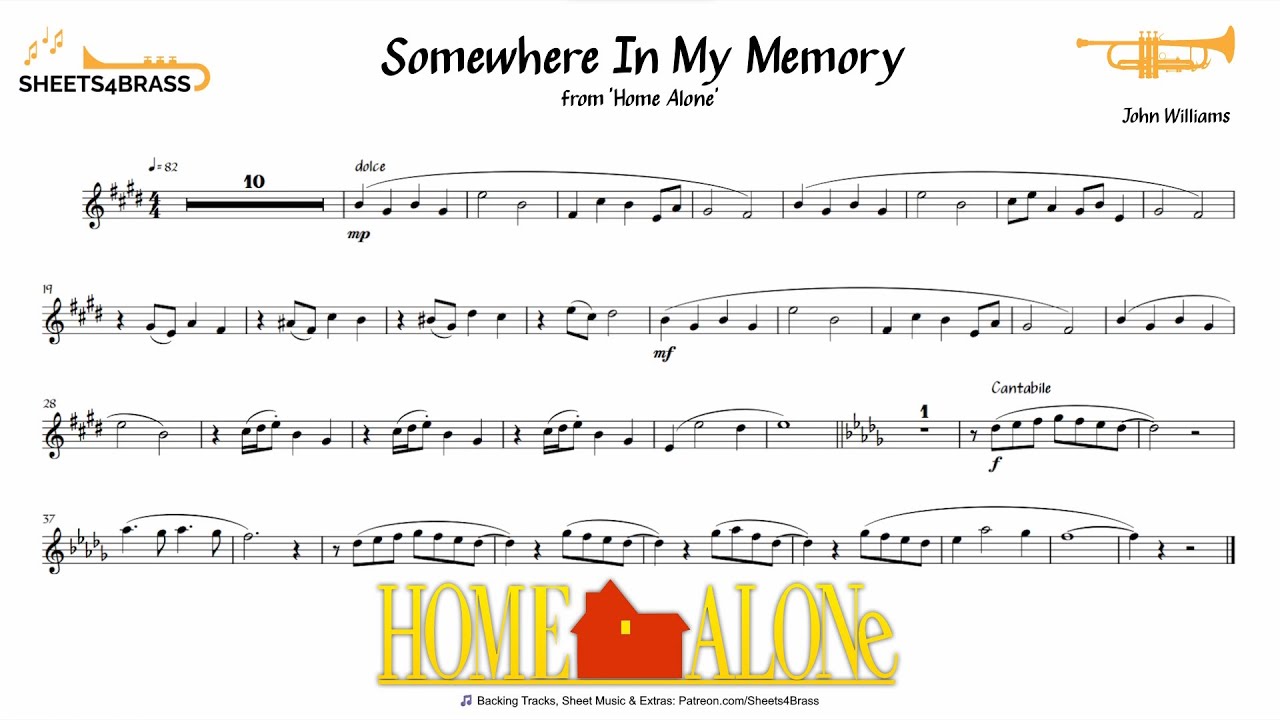 Somewhere in My Memory | Trumpet Solo with Sheet Music and Play Along ...