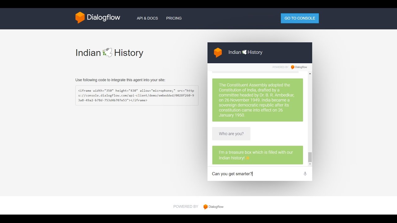 Building Chatbot using Google Dialogflow: History-Based Chatbot - YouTube