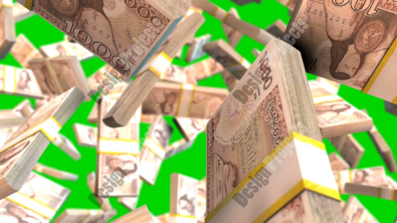 Falling mexican peso bills on green screen - YouTube