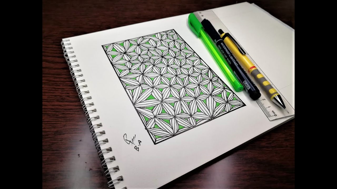 draw zentangle patterns|| drawing new zentangle by free hand ...