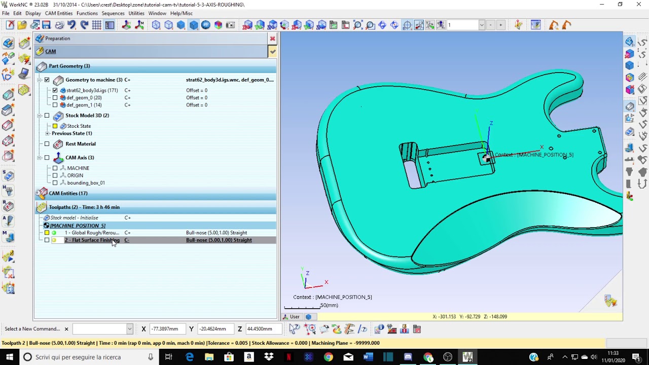 TUTORIAL 6 3 AXIS ROUGHING worknc - YouTube