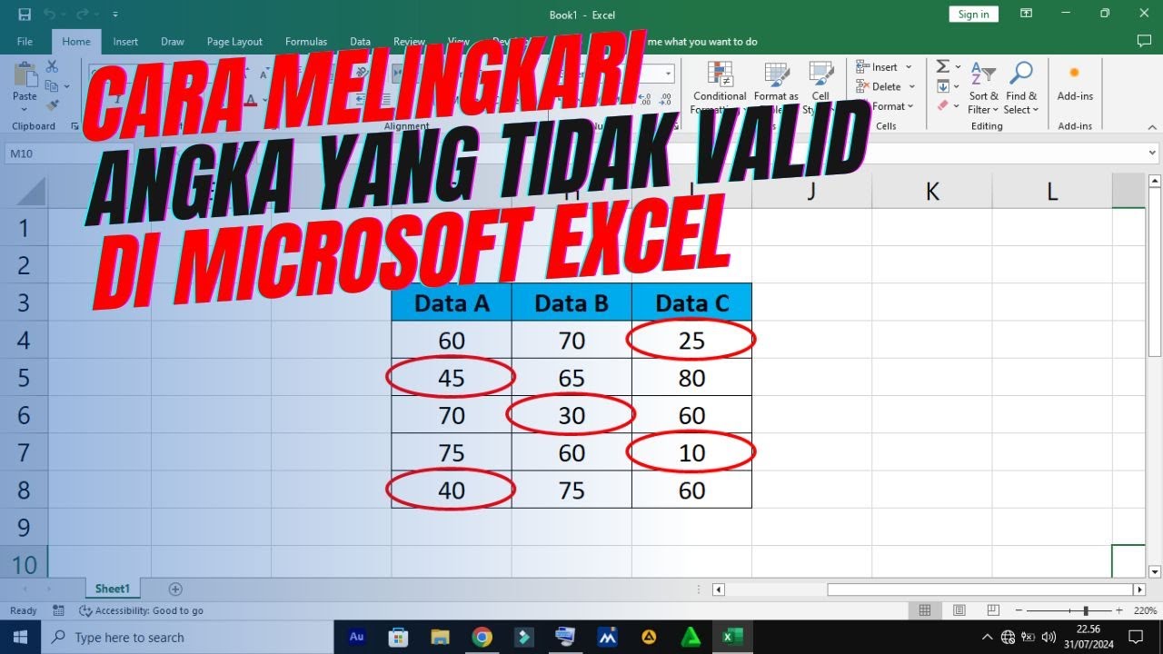 Cara Melingkari Angka Yang Tidak Valid di Microsoft Excel - YouTube