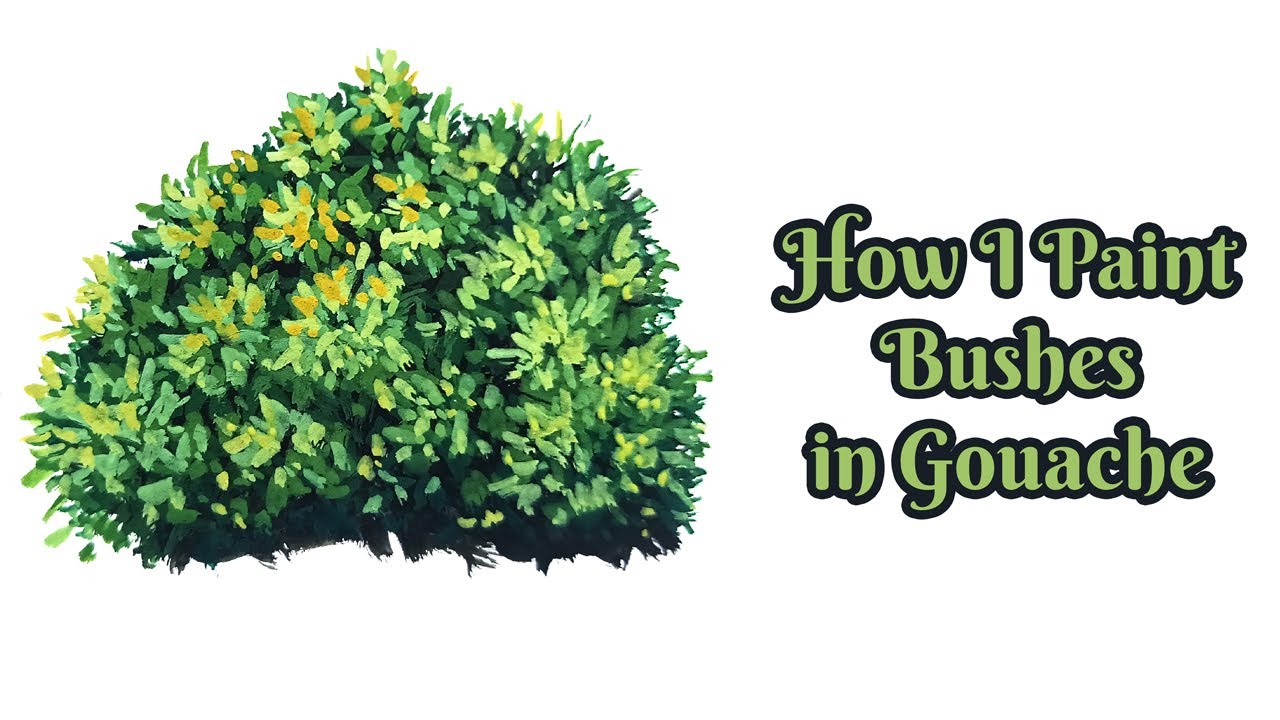 How I paint Bushes in gouache #gouache #painting #howto #art - YouTube