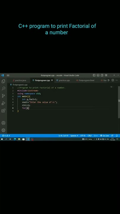 C Program To Print Factorial Of A Number Cppprogramming Programming Program Coding Youtube 