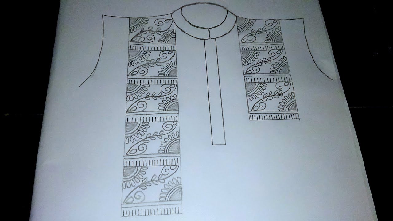 Men's panjabi/fotua design drawing tutorial for embroidery,Simple ...