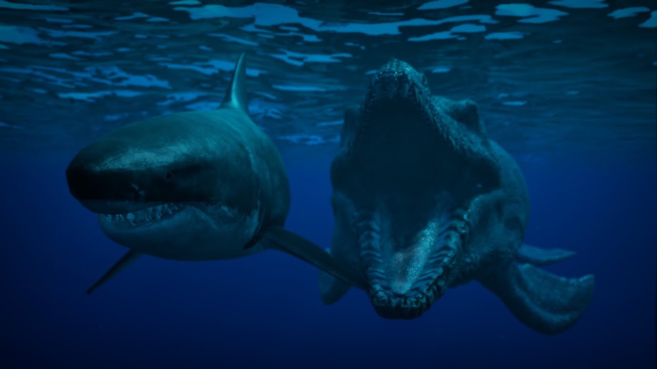 What Happens When a Mosasaurus Meets a Great White Shark - YouTube