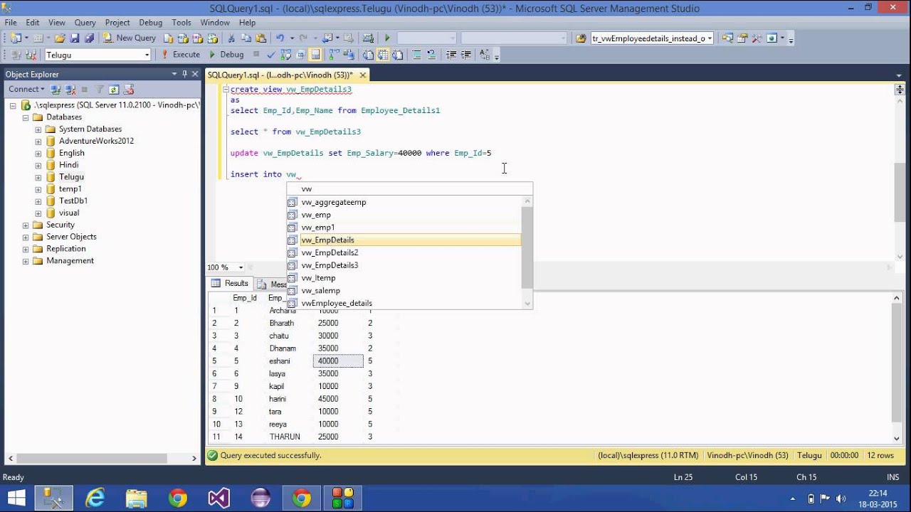 33sql Server Tutorial Teluguintroduction To Views Youtube