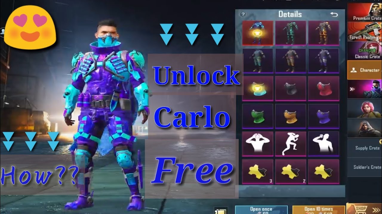 How to unlock whanted carlo character in pubg mobile session 11 - YouTube