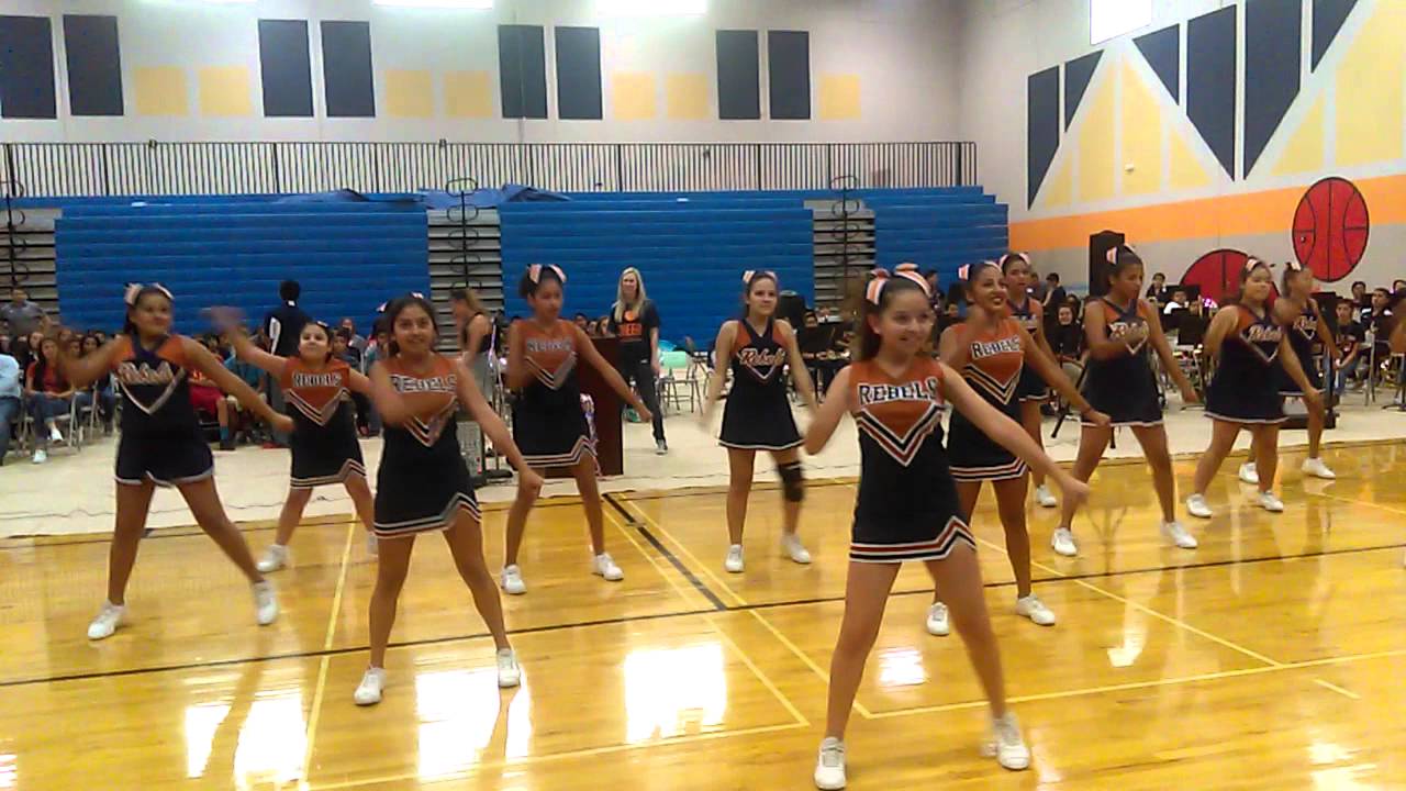 RMS Cheer back to school Pep Rally 2015 - YouTube