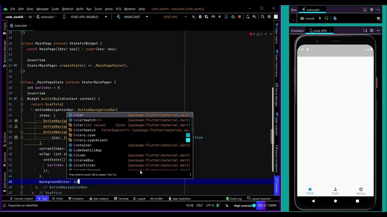 Flutter bottom navigation bar tutorial in swahili - YouTube