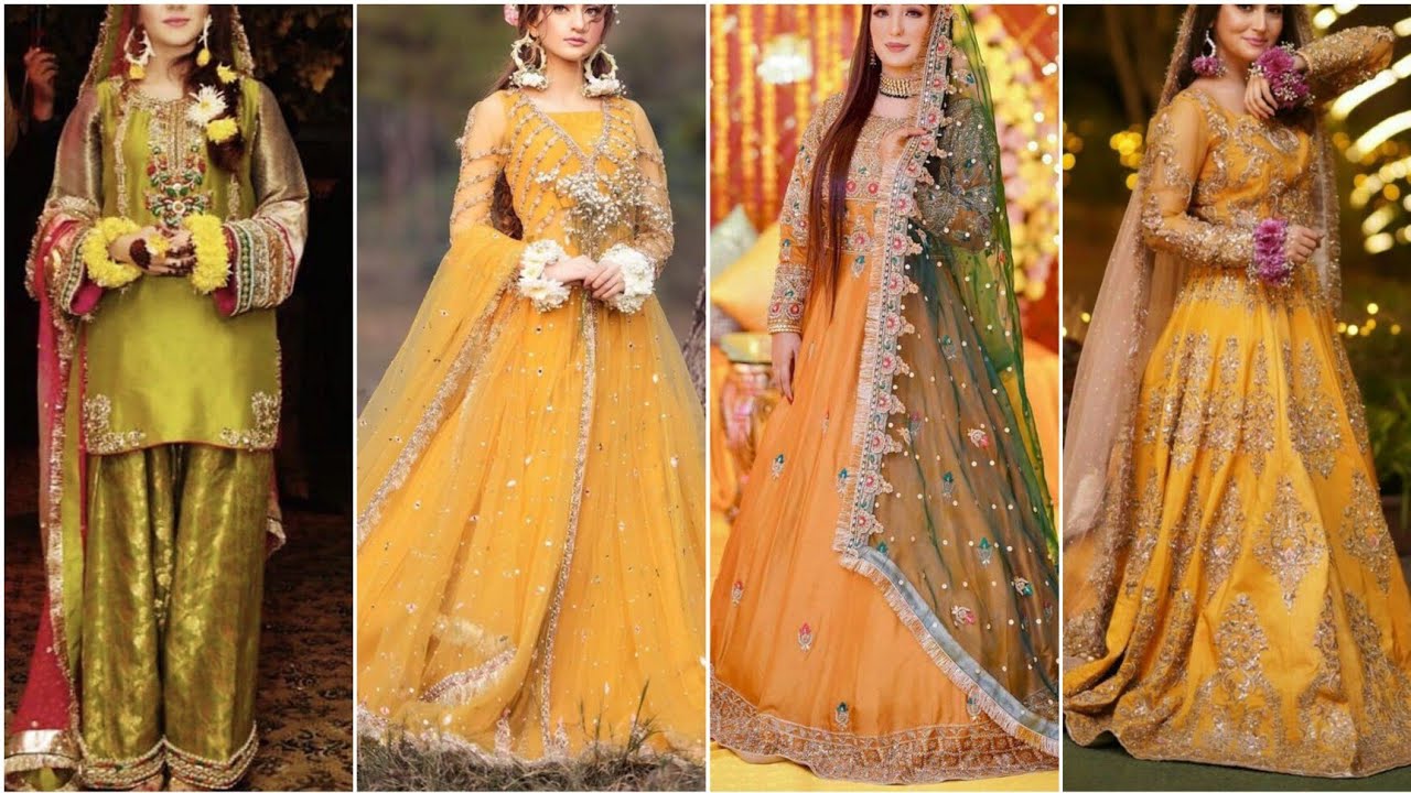 Mehndi dress designs for bridal || mayo mehndi dresses for girls ...