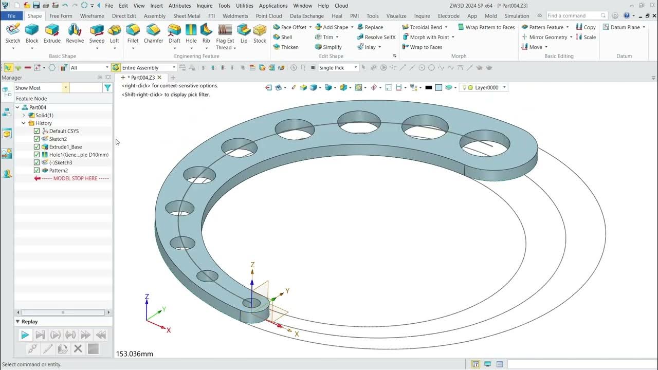 Pattern Feature Parameter Variation in ZW3D - YouTube