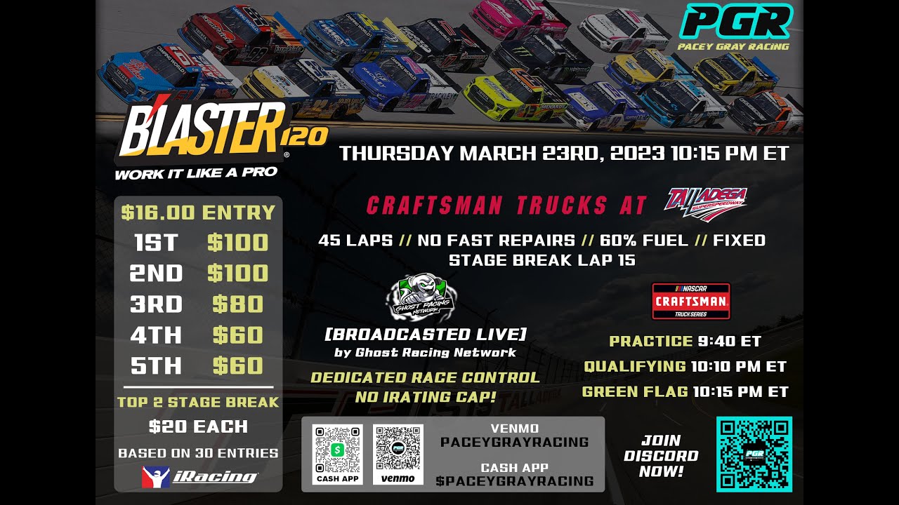 PGR Money Racing | Blaster 120 | Talladega Superspeedway - YouTube