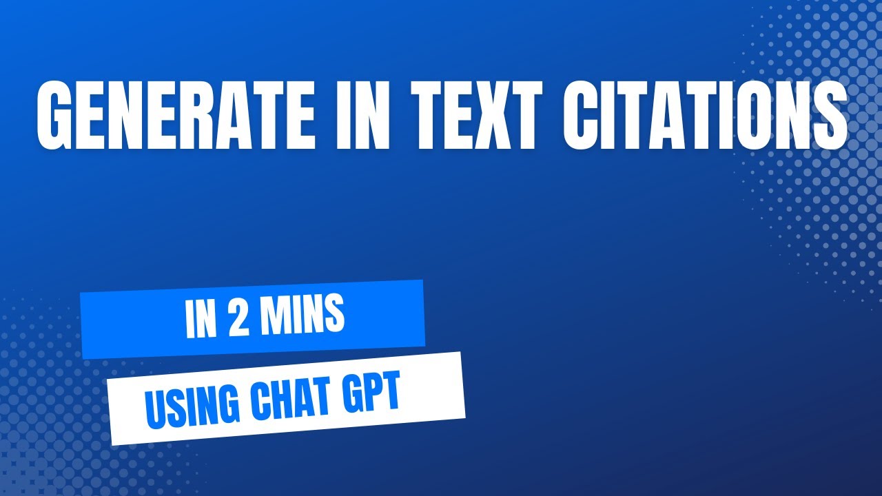 How to Generate In Text Citations Using Chat Gpt l How to Generate In ...