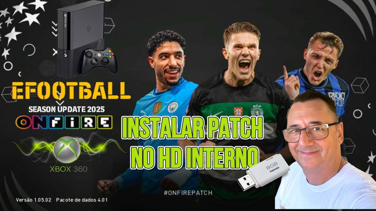 COMO INSTALAR O PATCH E DLC ONFIRE 5 0 PES25 NO HD INTERNO DO XBOX360 RGH - YouTube