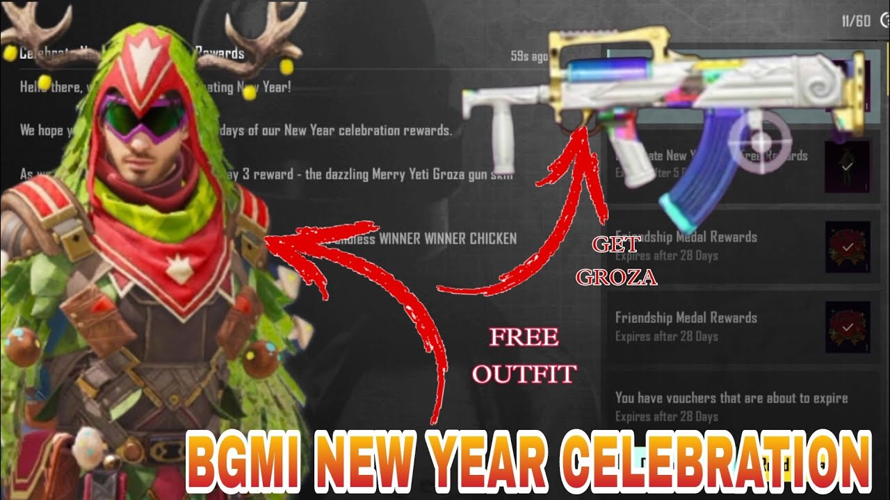 New Year Gift BGMI Celebration | Get Free Groza Skin and Outfit - YouTube
