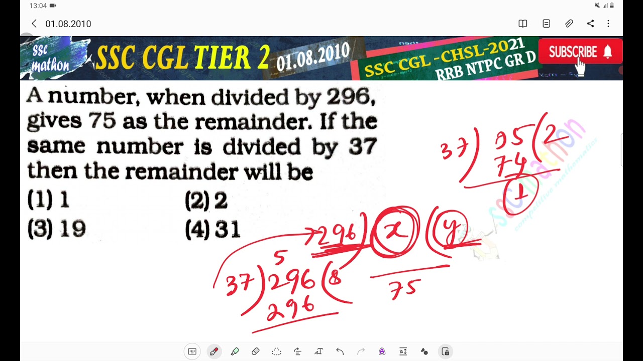 A Number When Divided By 296 Gives 75 As The Remainder If The Same A Number When Divided By 296 Gives 75 As The Remainder If The Same