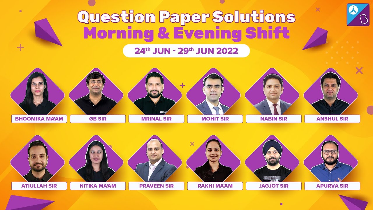 JEE Main 2022 Paper Solutions | 24 to 29 June - Shift 1 & 2 | JEE 2022 ...
