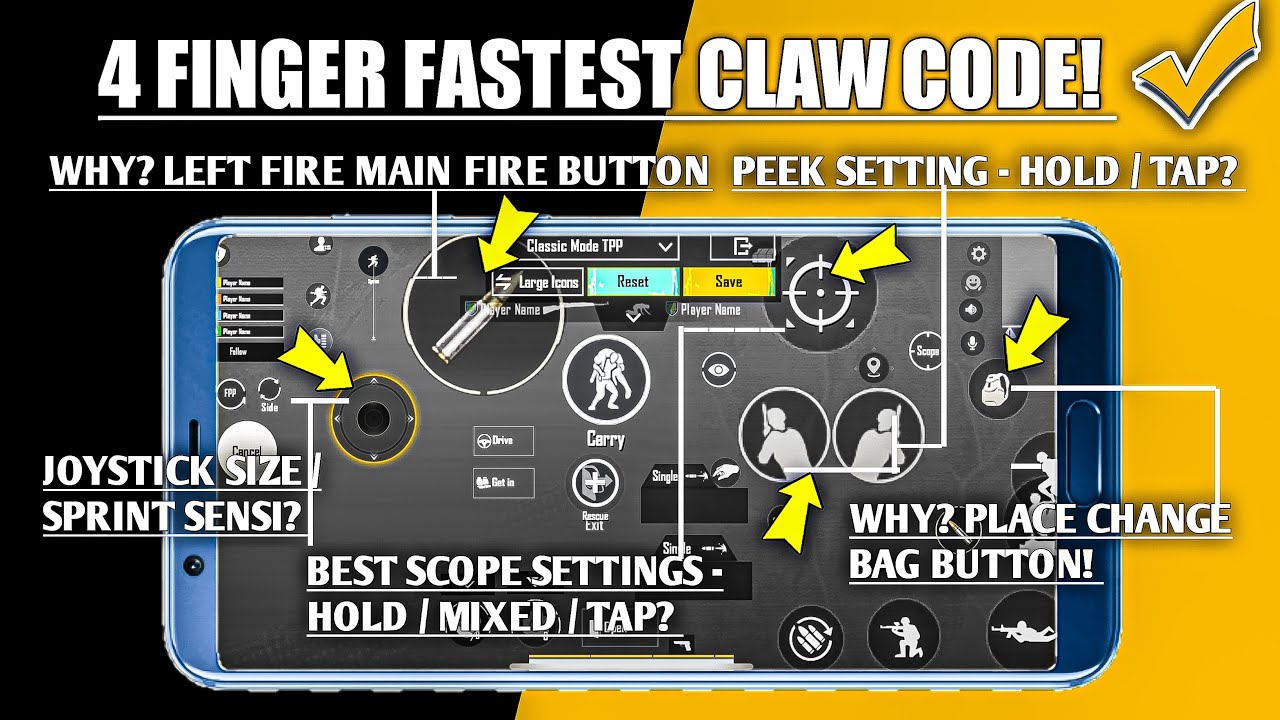 ☑️ BGMI / PUBGM 4 Finger Fastest Control | Best 4 Finger Claw Pubg ...