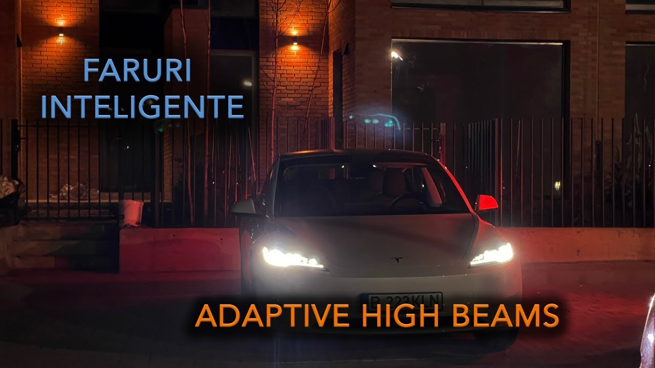 Adaptive High Beams (Faruri adaptive) Matrix LED pe Tesla Model 3 - YouTube
