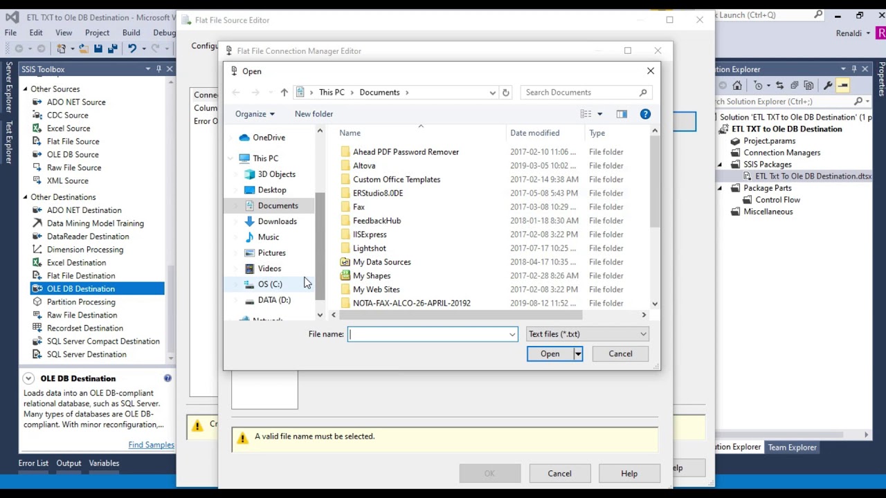 SSIS FlatFile To Ole DB Destination - YouTube