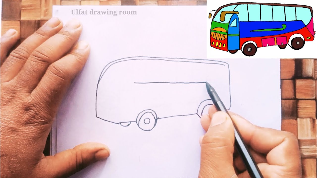 bus drawing | how to draw bus | bus line drawing | simple bus drawing ...