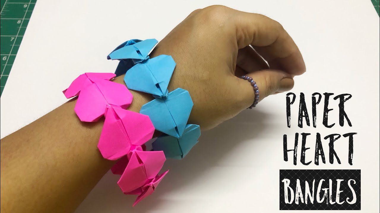 DIY how to make paper Heart Bangle / paper craft / DIY Easy Paper ...