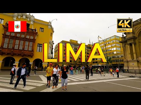 Lima tarihi merkezinde yürüyüş Miraflores Seyahat Peru 4k UHD