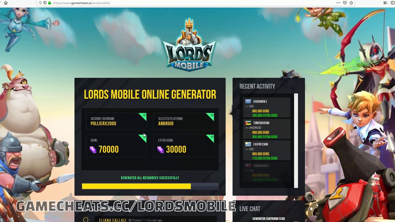 Lords Mobile: Generating 100K gems in 2 minutes | iOS & Android ...