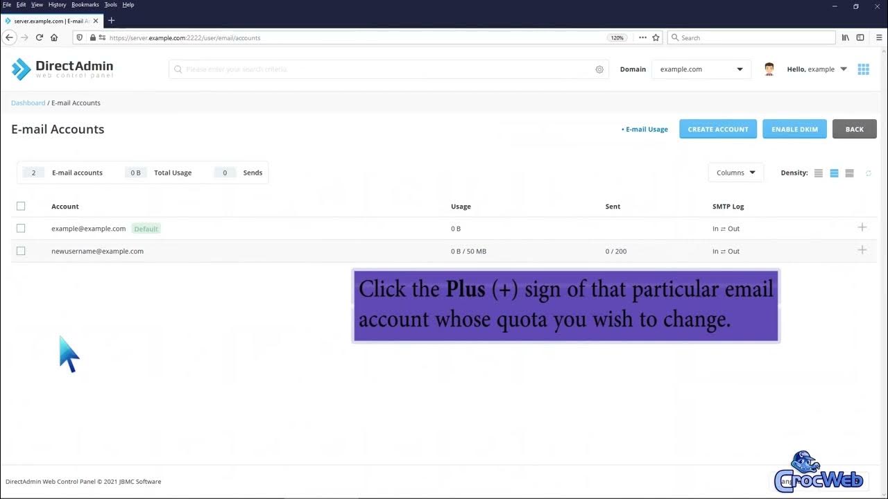How to change your email account quota in DirectAdmin - CrocWeb Cloud - YouTube
