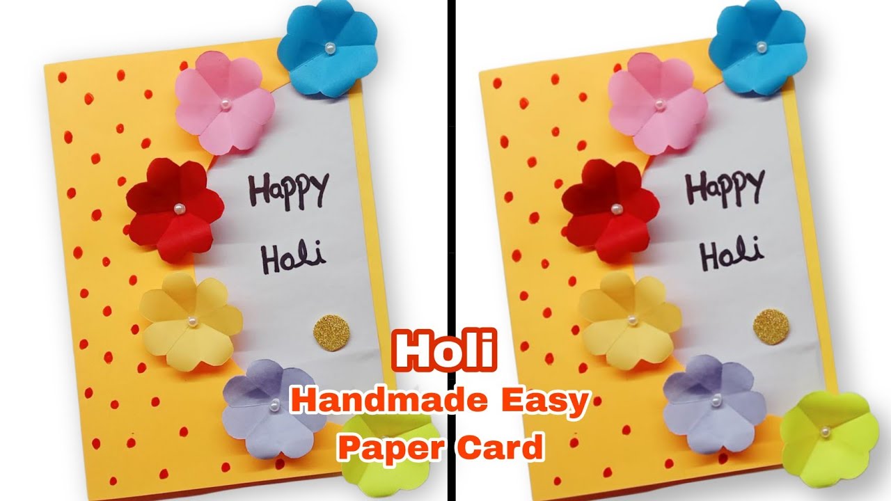 DIY - Easy & Beautiful Handmade Paper Holi Card Making/ Holi Paper Card ...