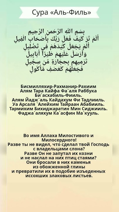 Сура 105 «Аль-Филь» (Слон) - YouTube
