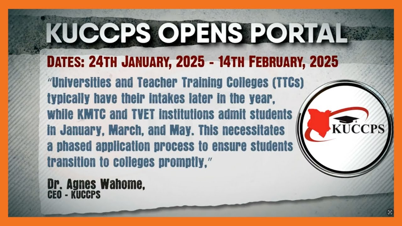 KUCCPS opens portal for college applications - YouTube