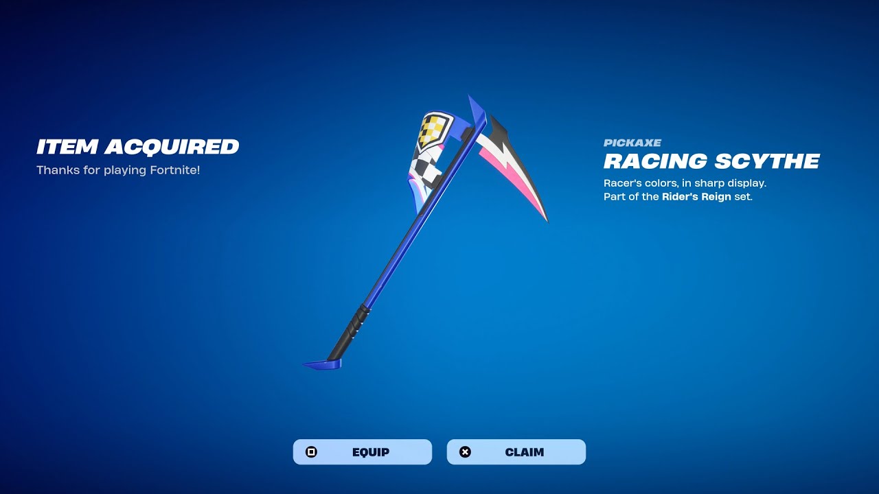 How To Get Racing Scythe Pickaxe NOW FREE In Fortnite! (FREE Racing ...
