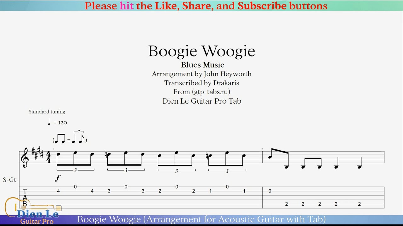 Boogie Woogie (Arrangement for Acoustic Guitar with Tab) - YouTube