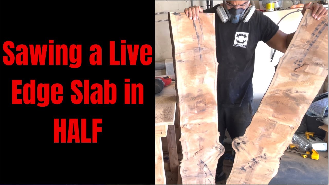 How to Saw a Live Edge Slab in Half - YouTube