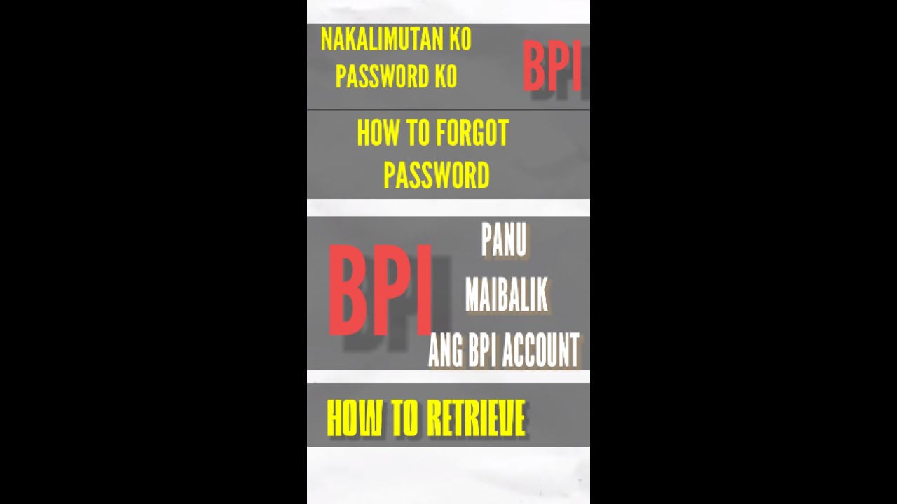 I forgot my BPI password, how to get back my account - YouTube