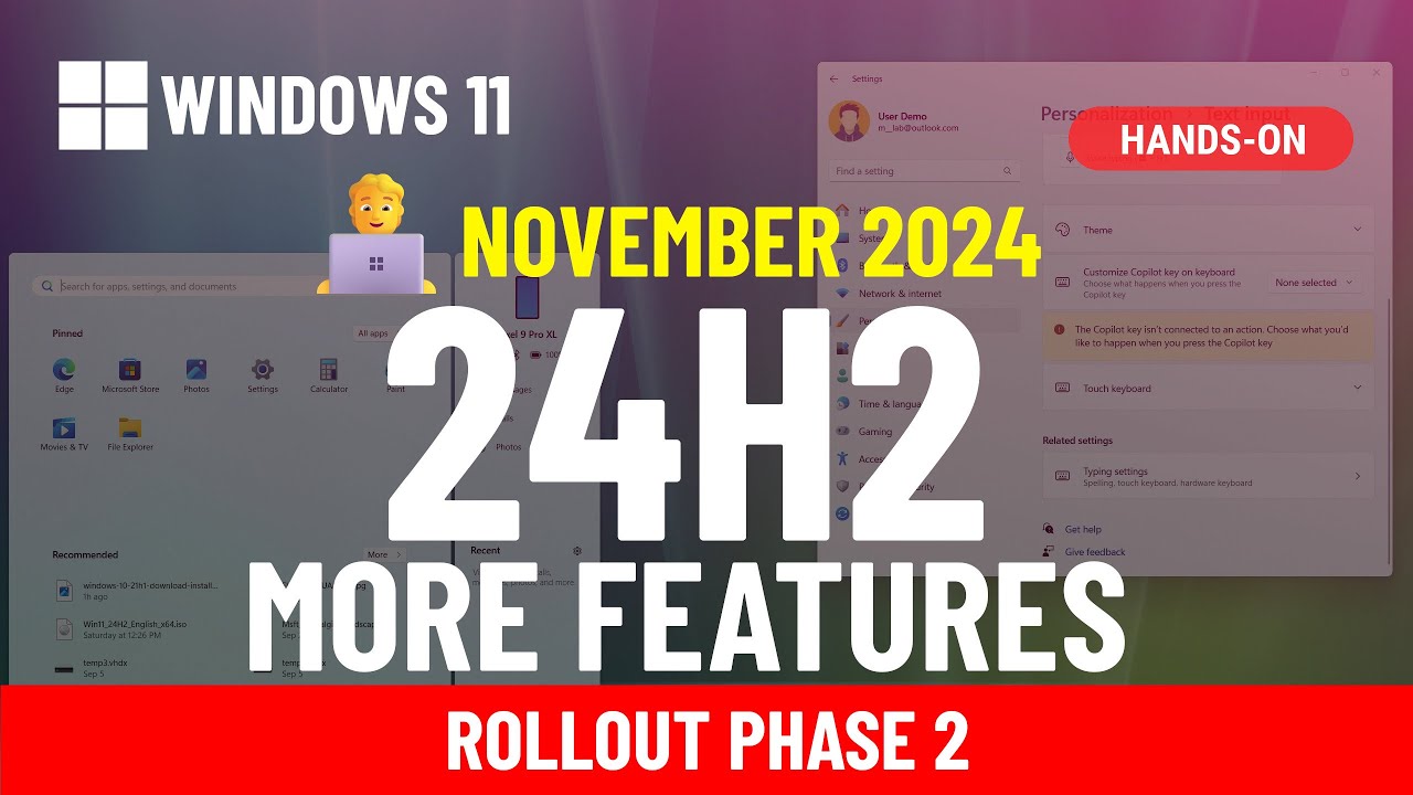 🚀 Windows 11 24H2: November 2024 update NEW features (KB5046617) - YouTube