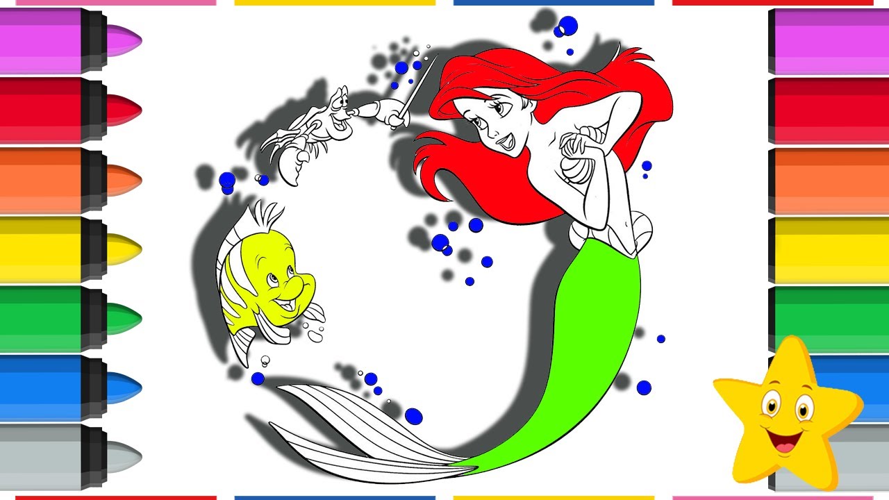 THE LITTLE MERMAID COLORING PAGES! UNDERWATER WALK 🐟🧜 - YouTube