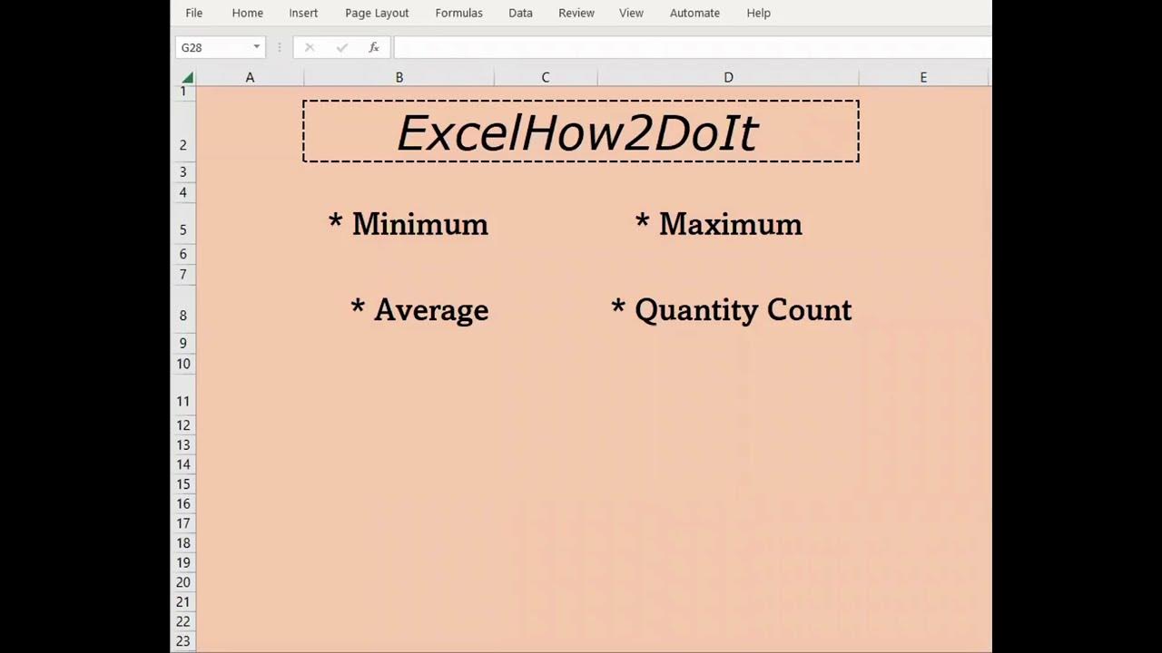 Excel finds Minimum, Maximum, Average, and Count in & of your data - YouTube