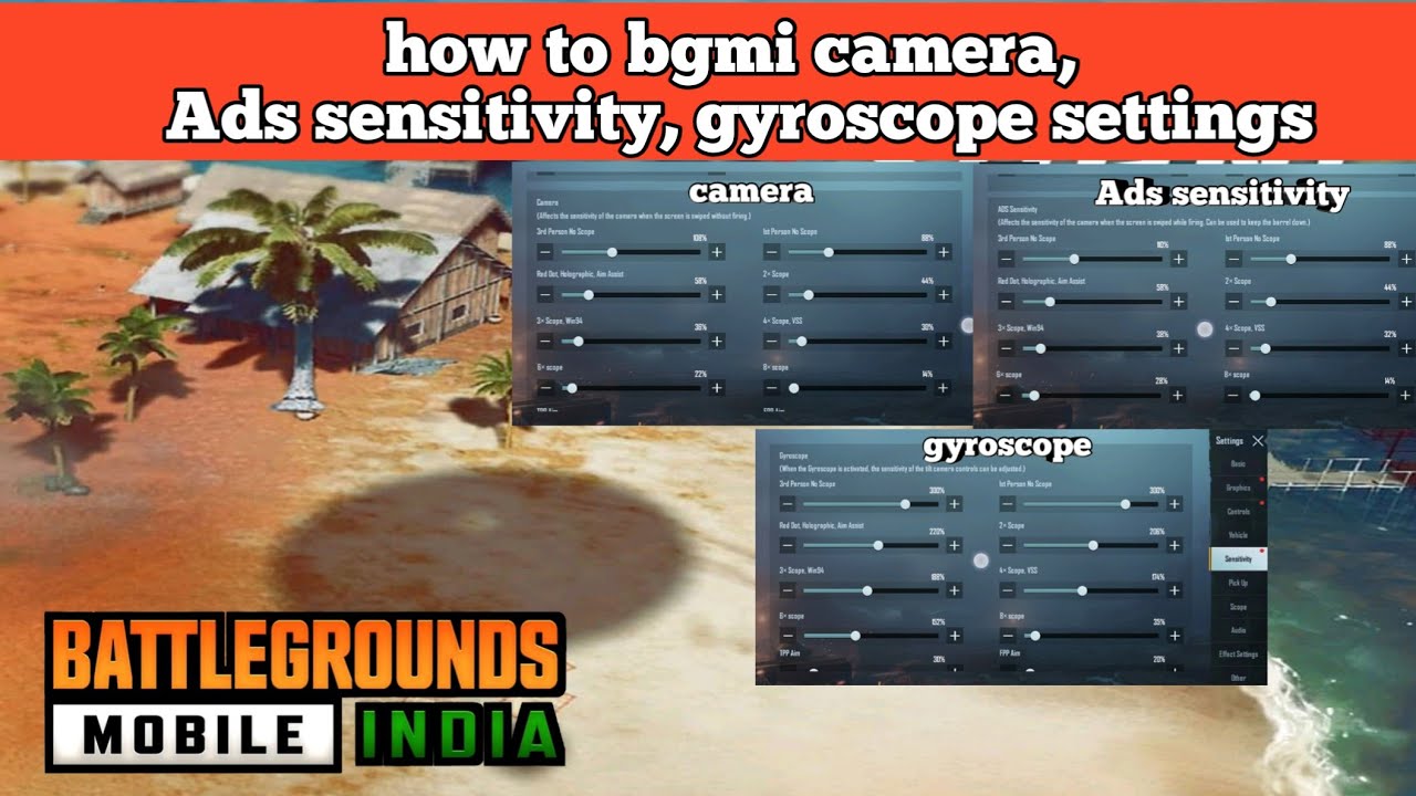 how to bgmi settings camera, Ads sensitivity, gyroscope settings | 3GB ...