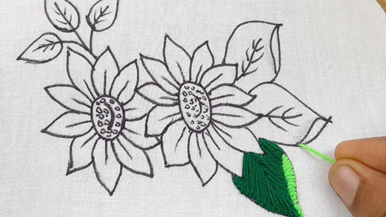 Beginner friendly Sunflower embroidery #embroidery #stitch #satinstitch ...