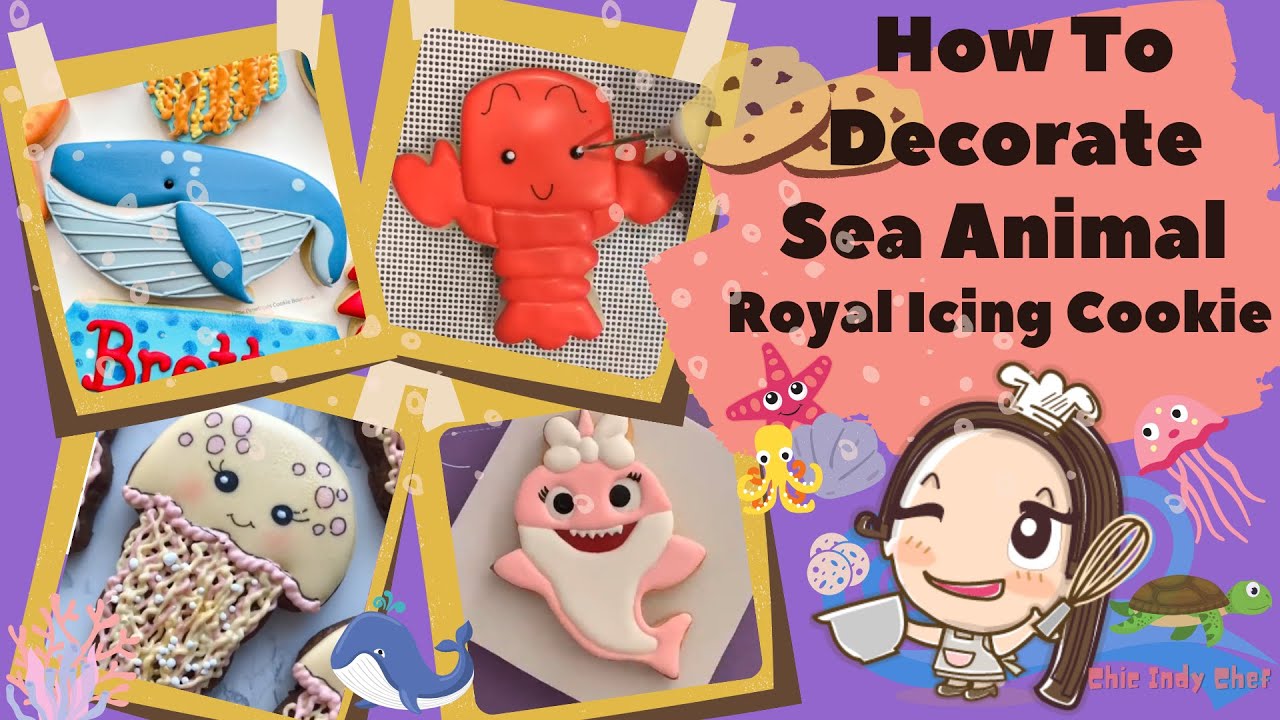 How To Decorate Sea Animal Royal Icing Cookie - YouTube