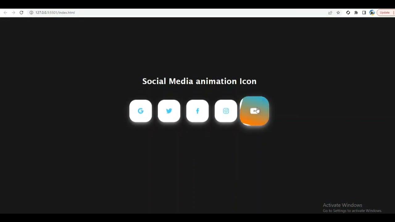 Animated Social Media Icon: HTML and CSS - YouTube
