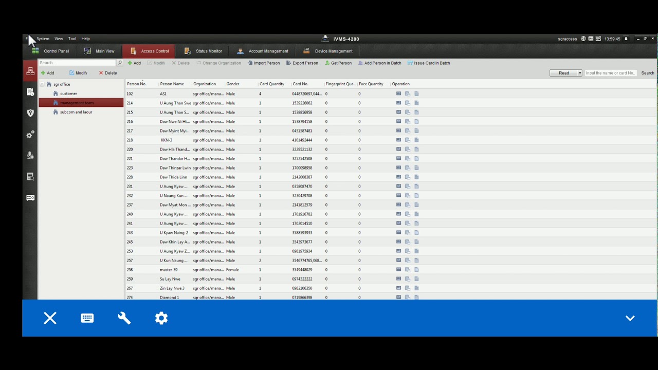 ivms 4200 access control for new added card and permision - YouTube