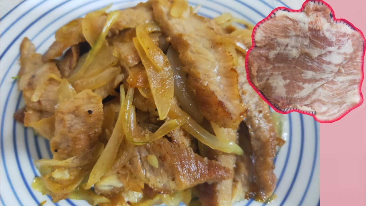 Pan grill pork meat lagyan sibuyas napakasarap | Karne sa sibuyas ...