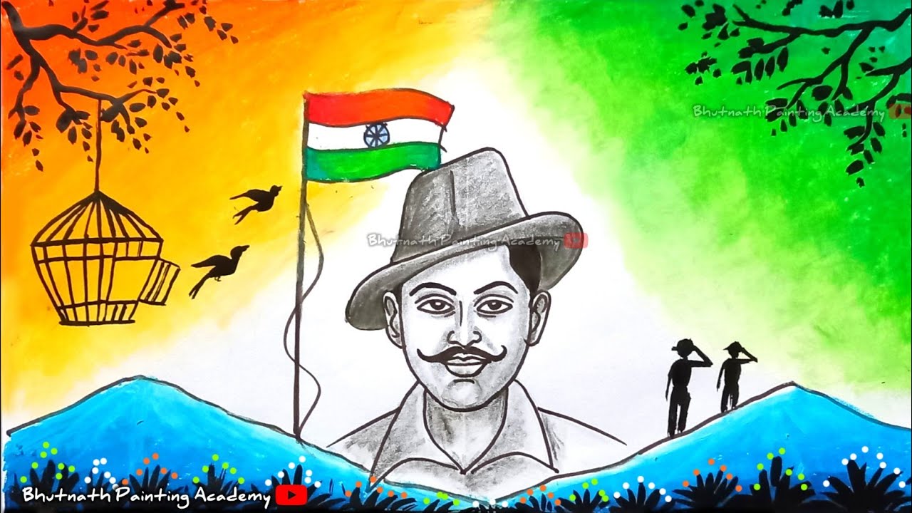 freedom fighter drawing special for Independence Day||Bhagat Singh ...