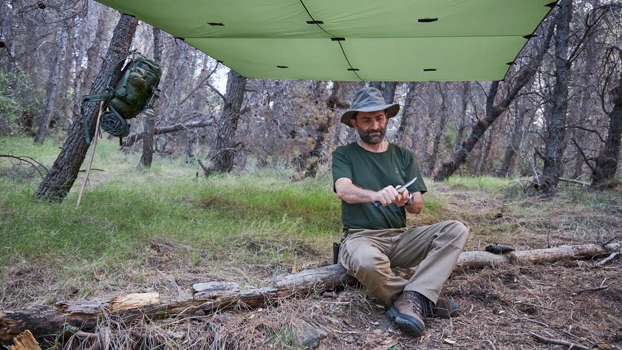 Bushcraft Alone in the Wilderness - Carving Fork from Hardwood... - YouTube
